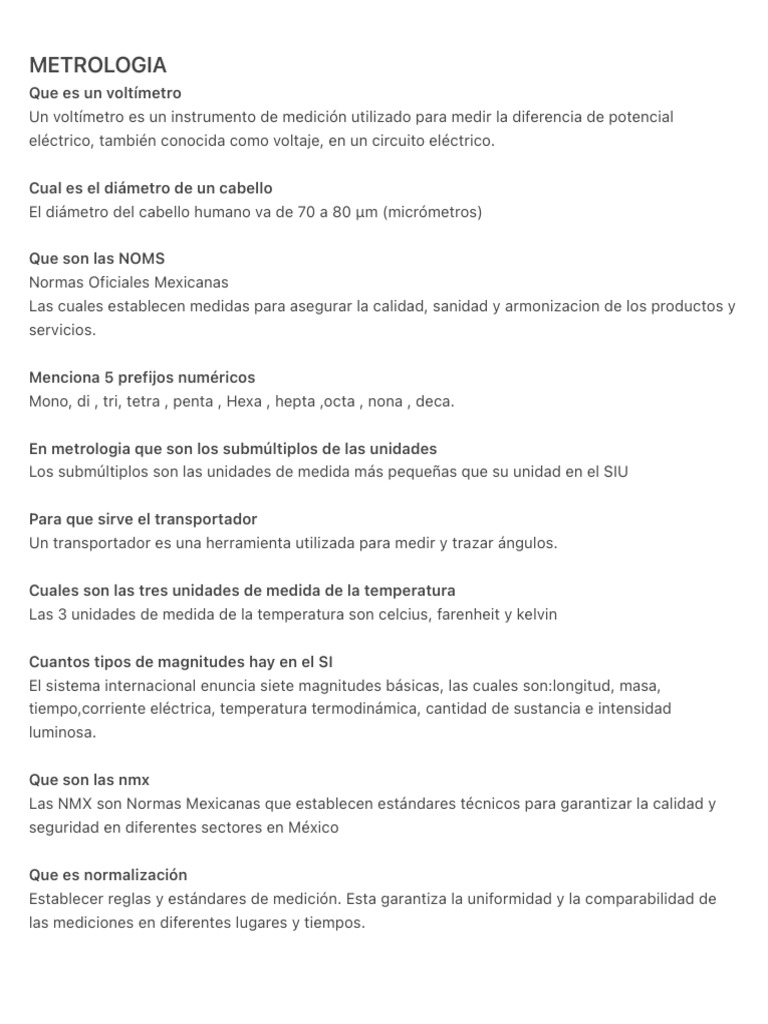 Conceptos Básicos de Metrología | PDF | Medición | Metrología