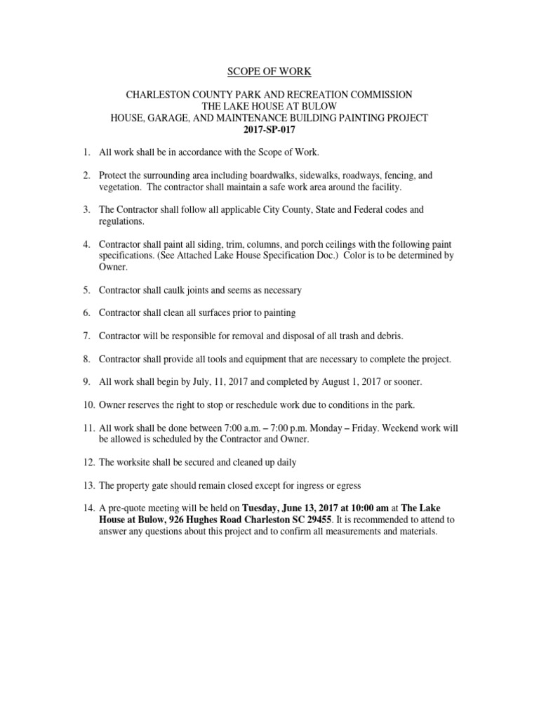 Building Maintenance Painting Scope of Work | PDF
