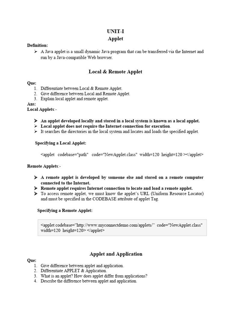 Unit I | PDF | Java (Programming Language) | World Wide Web
