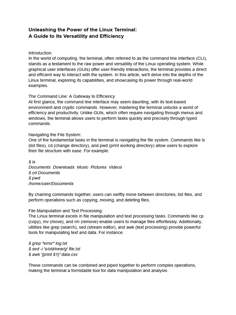 Unleashing The Power of The Linux Terminal | PDF | Computer File ... Unleashing The Power of The Linux Terminal | PDF | Computer File ...