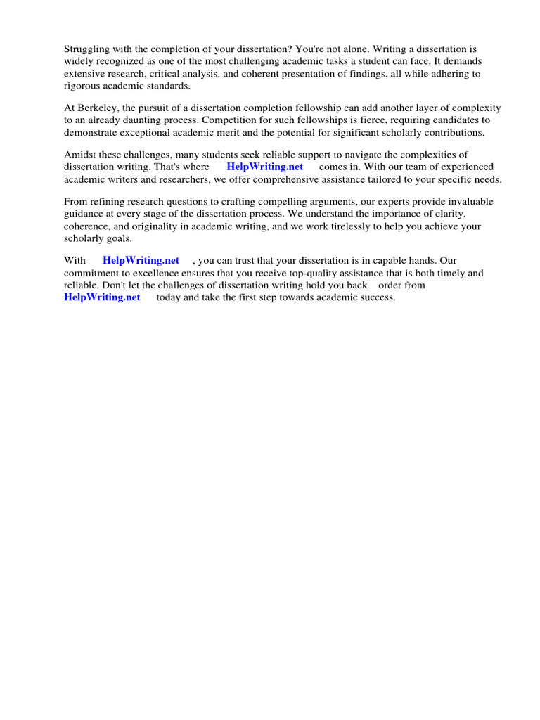 Dissertation Completion Fellowship Berkeley | Download Free PDF ...