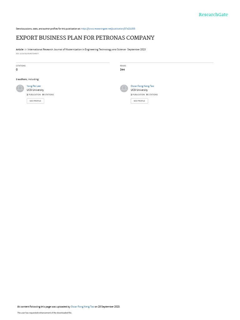 PETRONAS Export Business Plan | PDF | Financial Risk | Liquefied ...