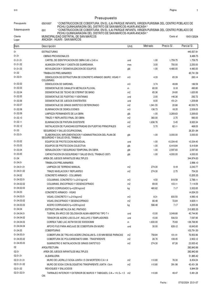 PRESUPUESTO FINAL | PDF | Elementos arquitectónicos | Diseño arquitectonico