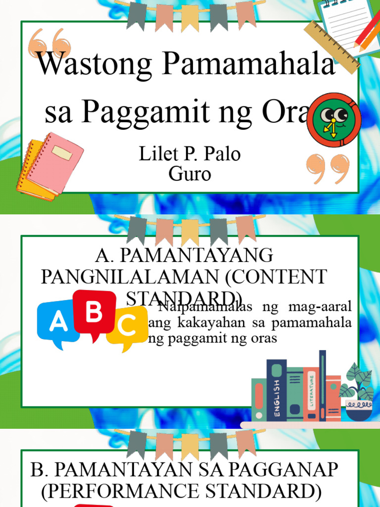 COT 1 Wastong Pamamahala Sa Paggamit NG Oras | PDF
