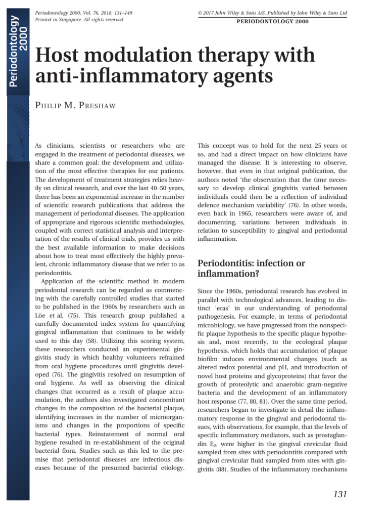 Preshaw 2018 Periodontology - 2000 | PDF | Glucocorticoid ...