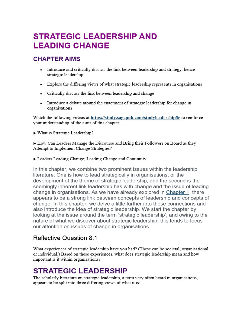 Textbook-Strategic Leadership Leading Change | Download Free PDF ...