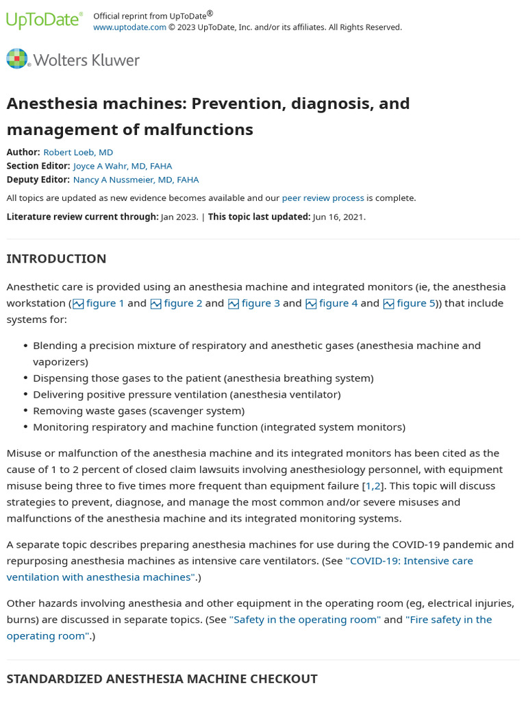 Anesthesia Machines - Prevention, Diagnosis, and Management of ...