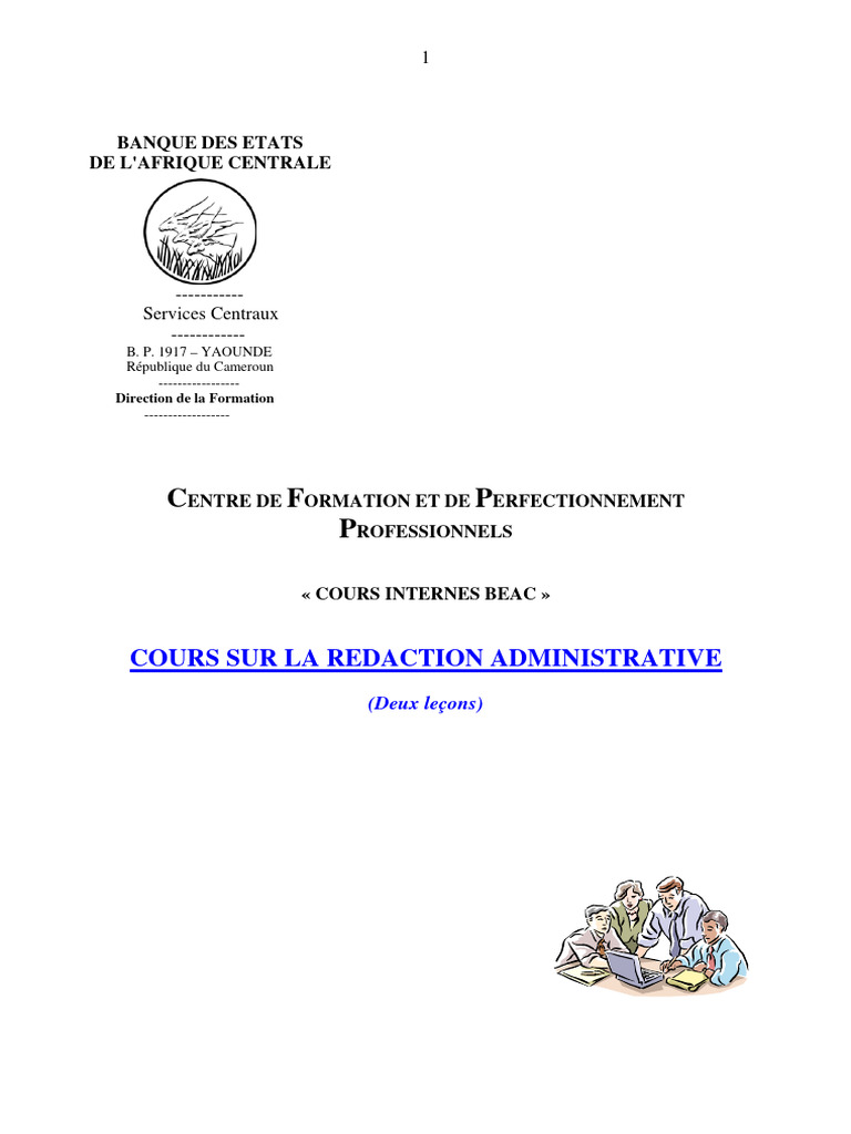 Cours de Rédaction Administrative BEAC | PDF | Phrase | Lexique