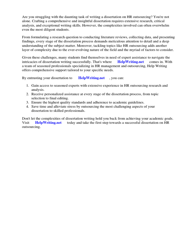 Dissertation Report On HR Outsourcing | PDF | Recruitment | Human ...