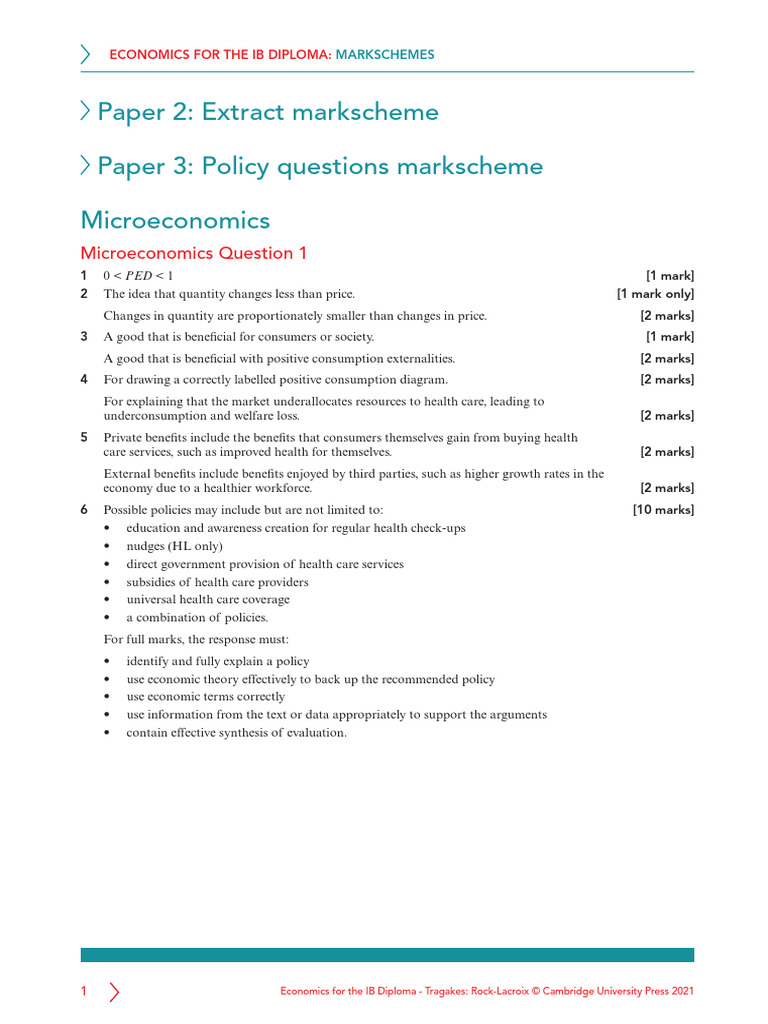 IB Economics Mark Schemes Overview | PDF | Economics | Economies