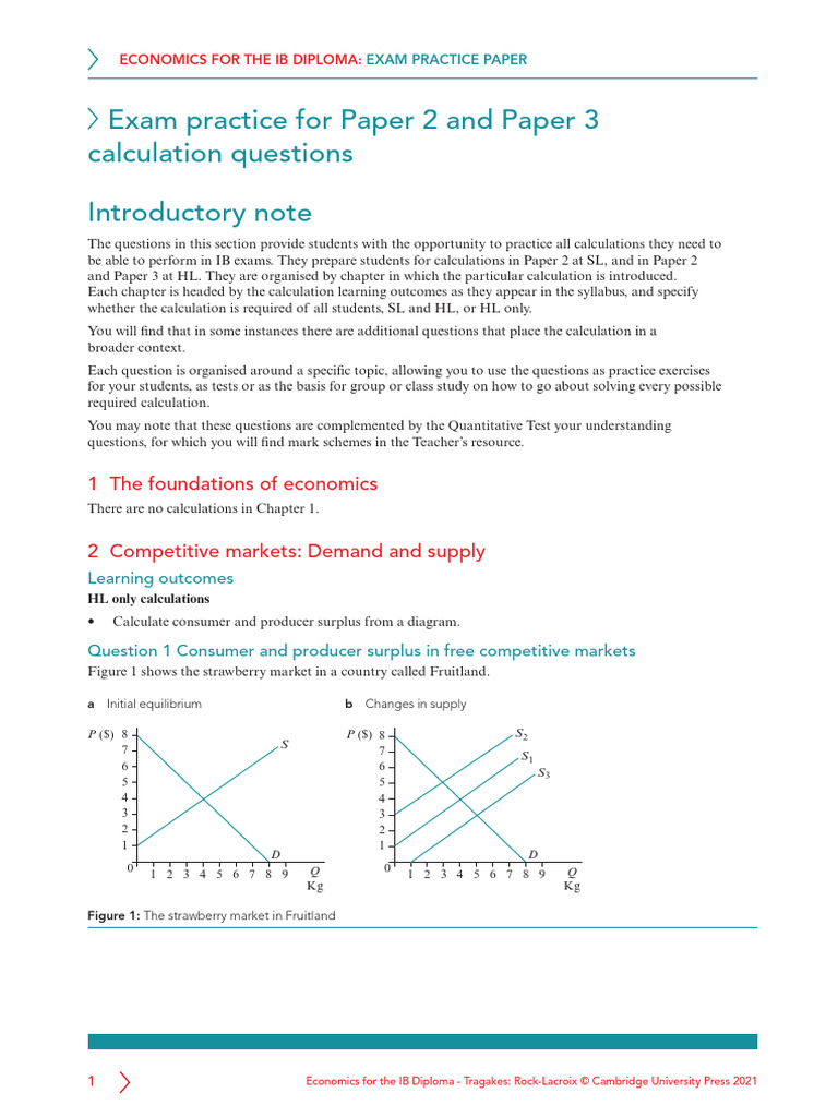 IB Economics Exam Practice: Calculations | PDF | Economic Surplus ...