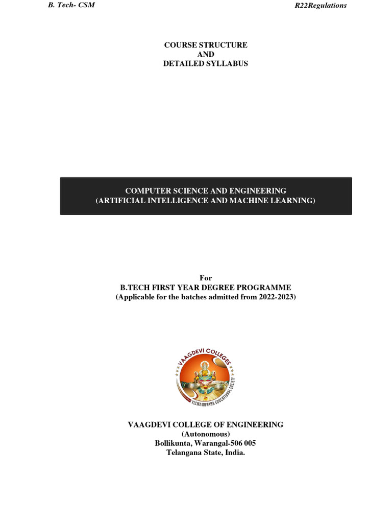 r22 B.tech Cseaiml Iyriiyr Syllabusupdated | PDF | Eigenvalues And ...
