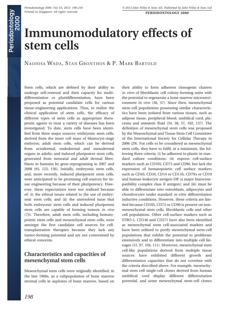 Wada Et Al-2013-Periodontology 2000 | PDF | Mesenchymal Stem Cell ...