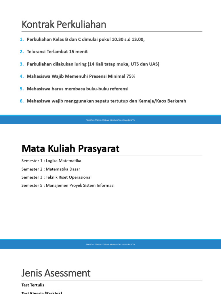 Kontrak Perkuliahan MPSI UNMA Banten | PDF