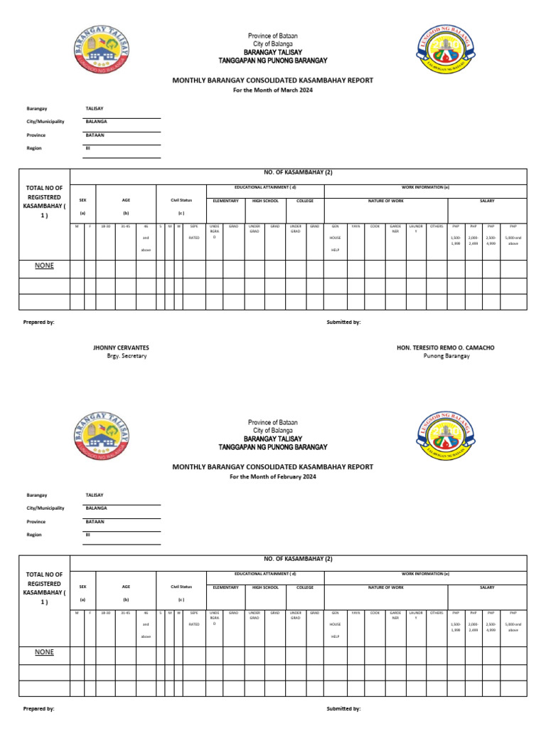 KASAMBAHAY-MONTHLY-REPORTING 2024 | PDF
