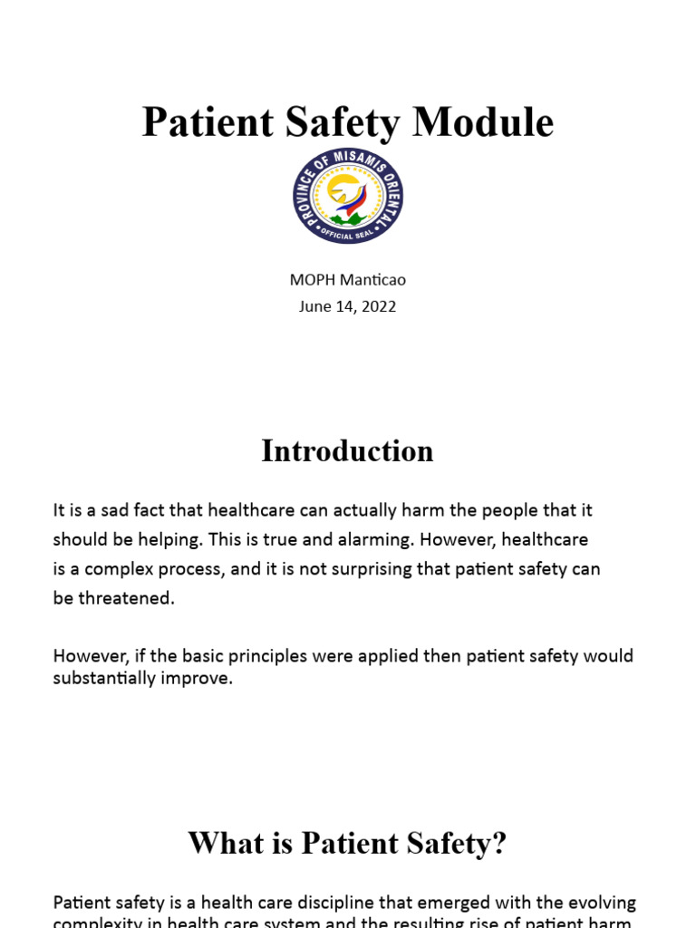 Patient Safety Module | PDF | Patient Safety | Medical Error
