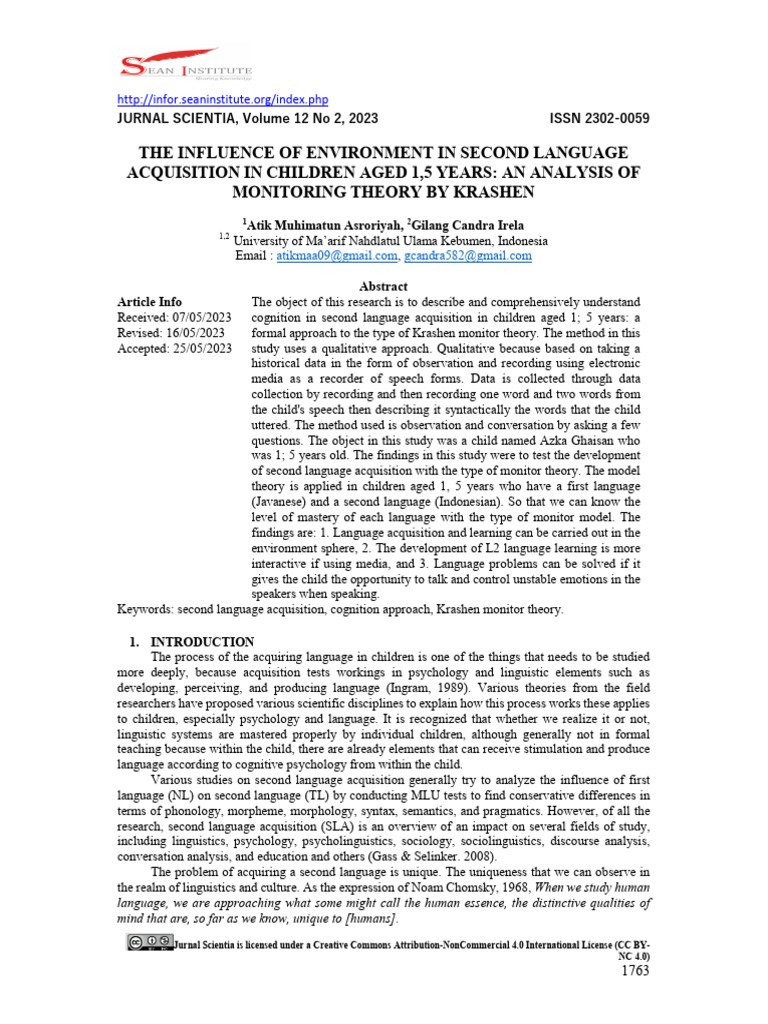 Impact of Environment on L2 Acquisition | PDF | Second Language ...