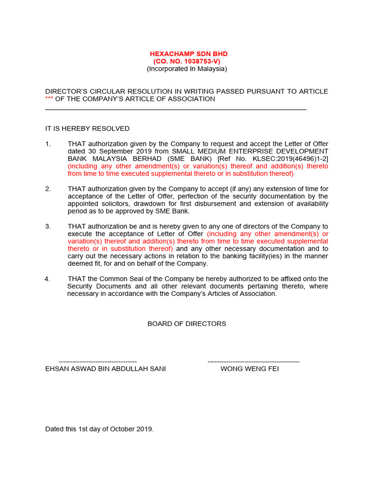 Director's Resolution for Banking Authorization | PDF | Finance & Money ...