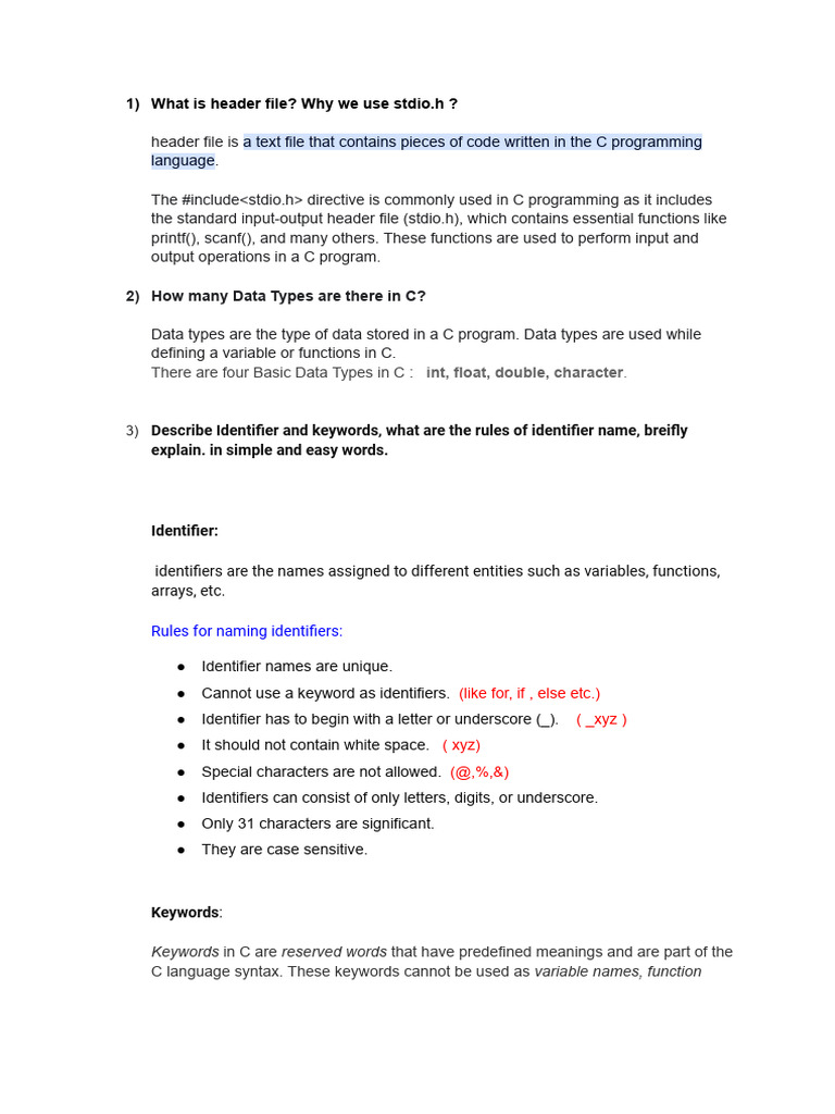 C Programming Basics and Syntax | PDF | Control Flow | Computing