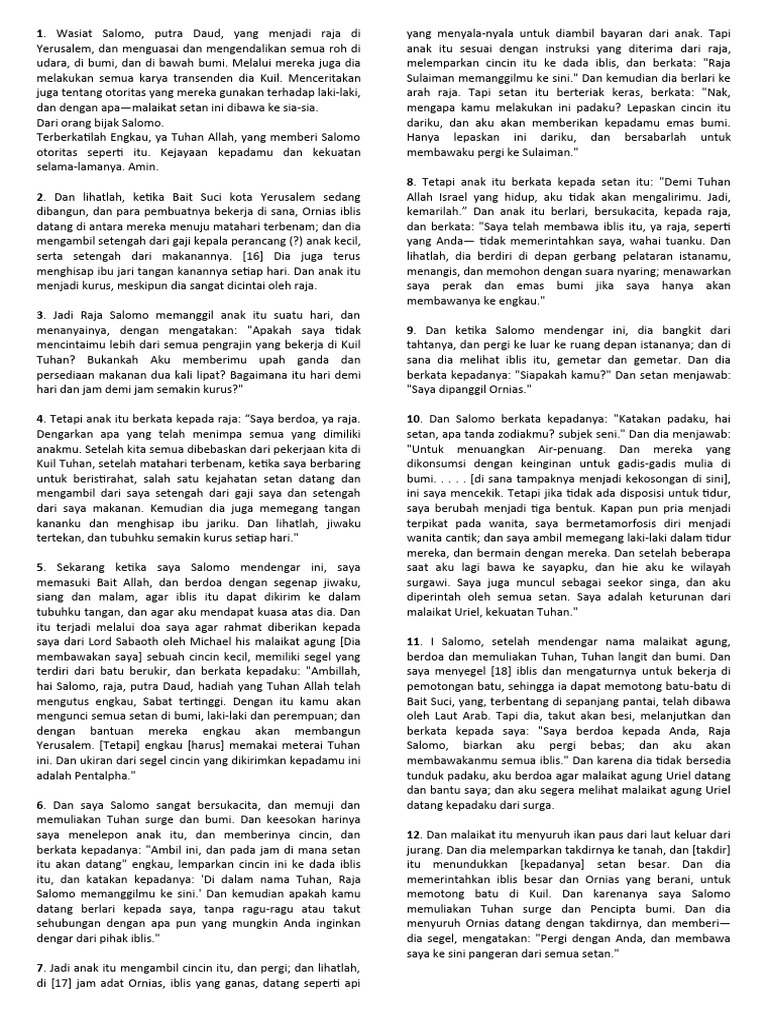 Testament of Solomon | PDF