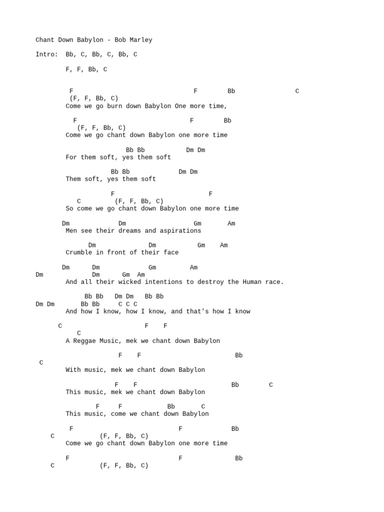 Chant Down Babylon - Bob Marley | PDF | Reggae | Bob Marley