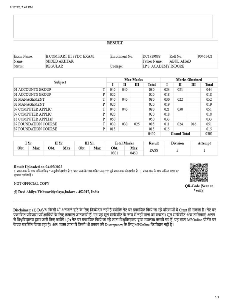 3rd Year Result | PDF