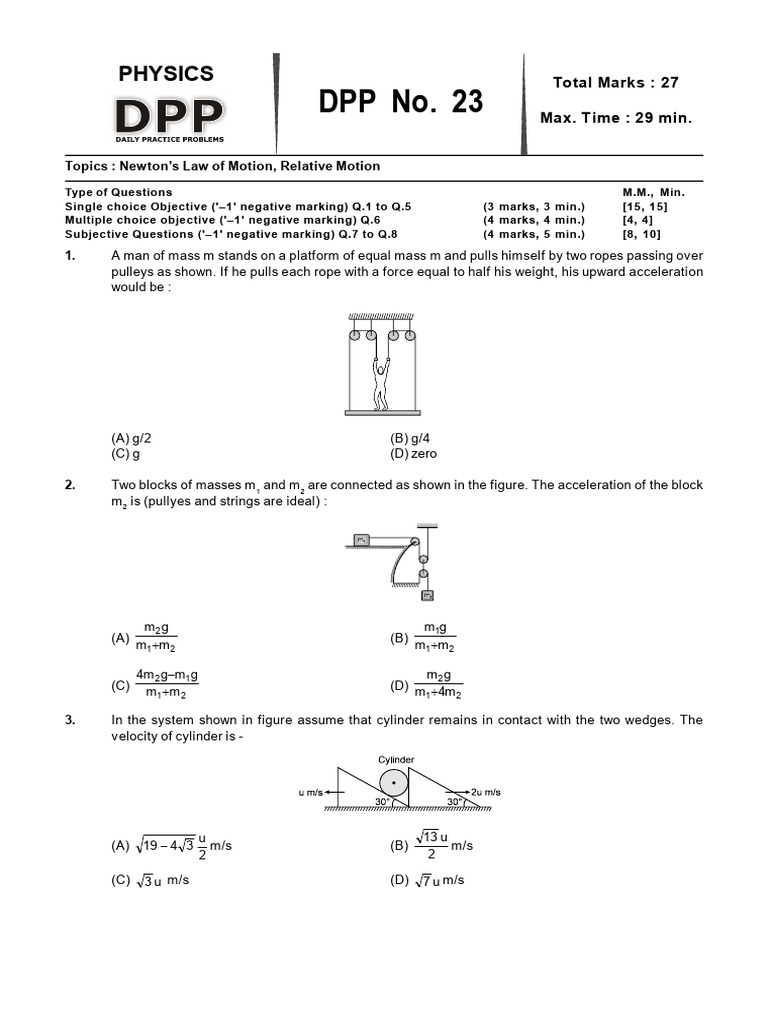 Newton's Laws & Relative Motion Quiz | PDF | Force | Mass