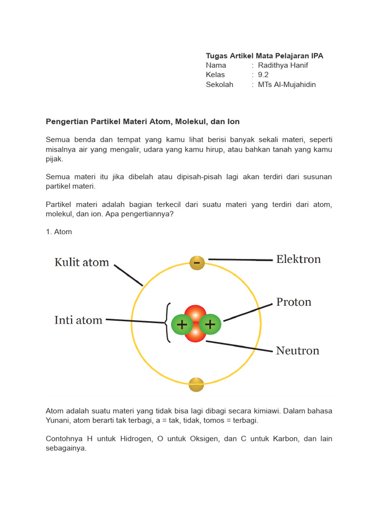 Pengertian Partikel Materi Atom, Molekul, dan Ion (1) (1) | PDF