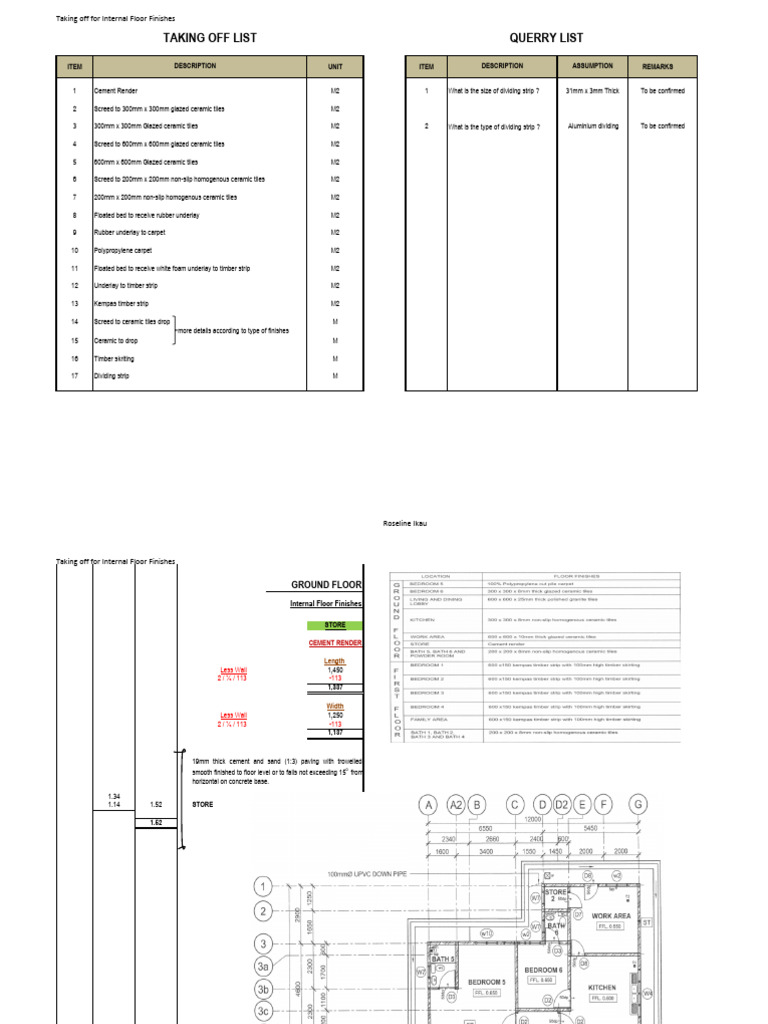 Taking Off Internal Floor Finishes-Example (Updated200421) | PDF | Tile | Concrete