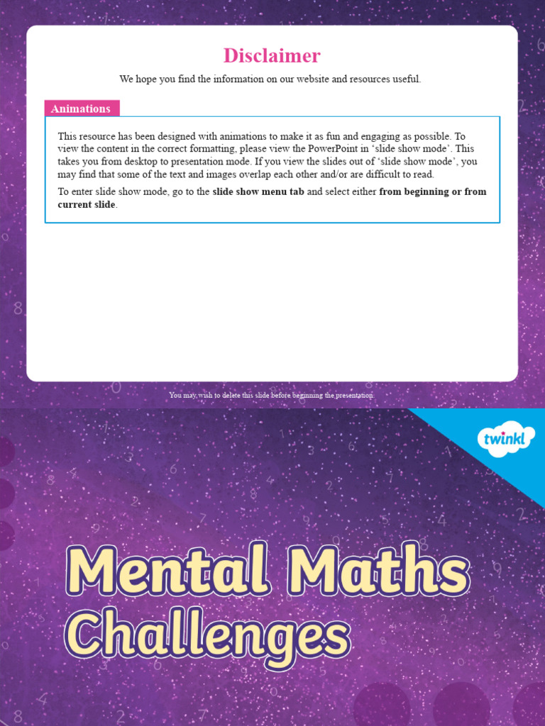 T2 M 572 Mental Maths Challenge Powerpoint Ver 2 | PDF | Self-Improvement