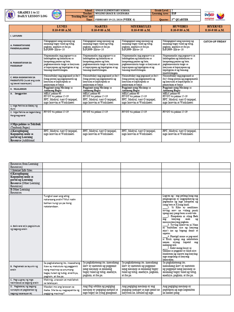 DLL Esp-2 Q3 W4 | PDF