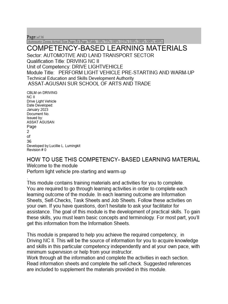 Perform Light Vehicle Pre-Starting and Warm-Up | PDF