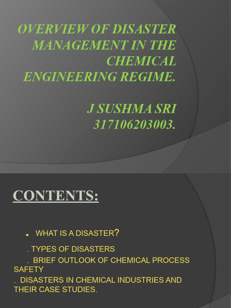 Overview of Disasters in The Chemical Engineering Regime B Nikhil Rohan 2 | PDF | Natural ...