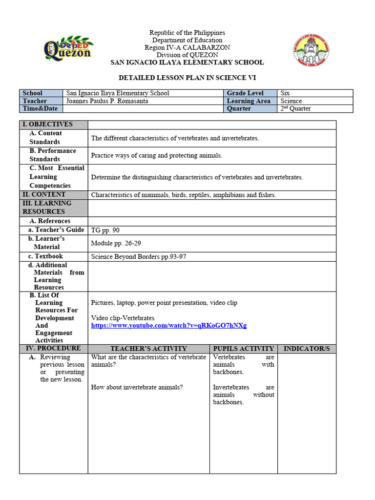 Co Science 6 | PDF | Learning | Vertebrates