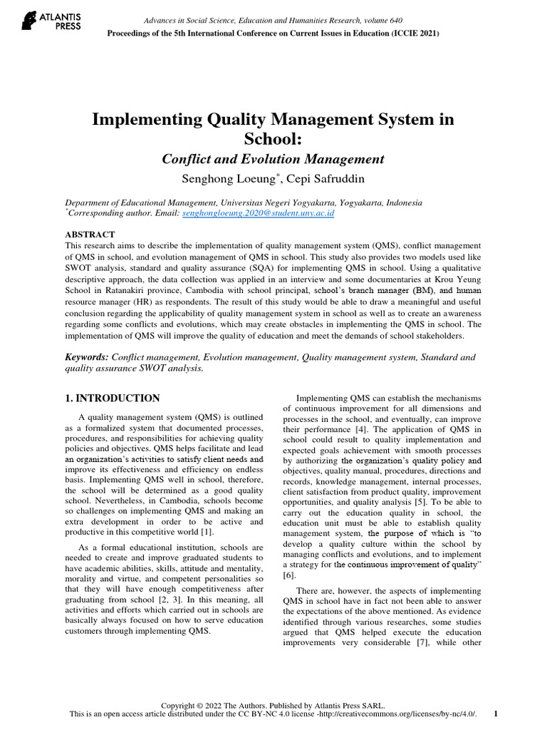 Implementing Quality Management System I | Download Free PDF | Schools | Negotiation
