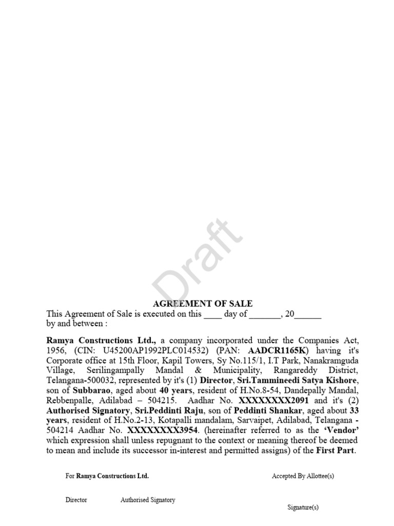 686-Sathish Kumar M Draft Agreement | PDF | Lease | Renting