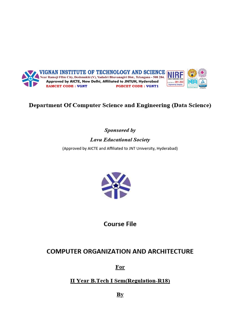 COA Course File For Data Science | PDF | Central Processing Unit ...