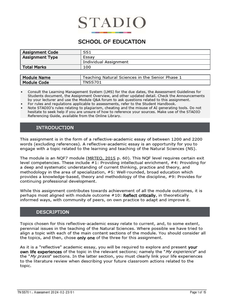 STADIO Assignment Template - TNSS701-SS1 2024 - 1466830215 | PDF ...