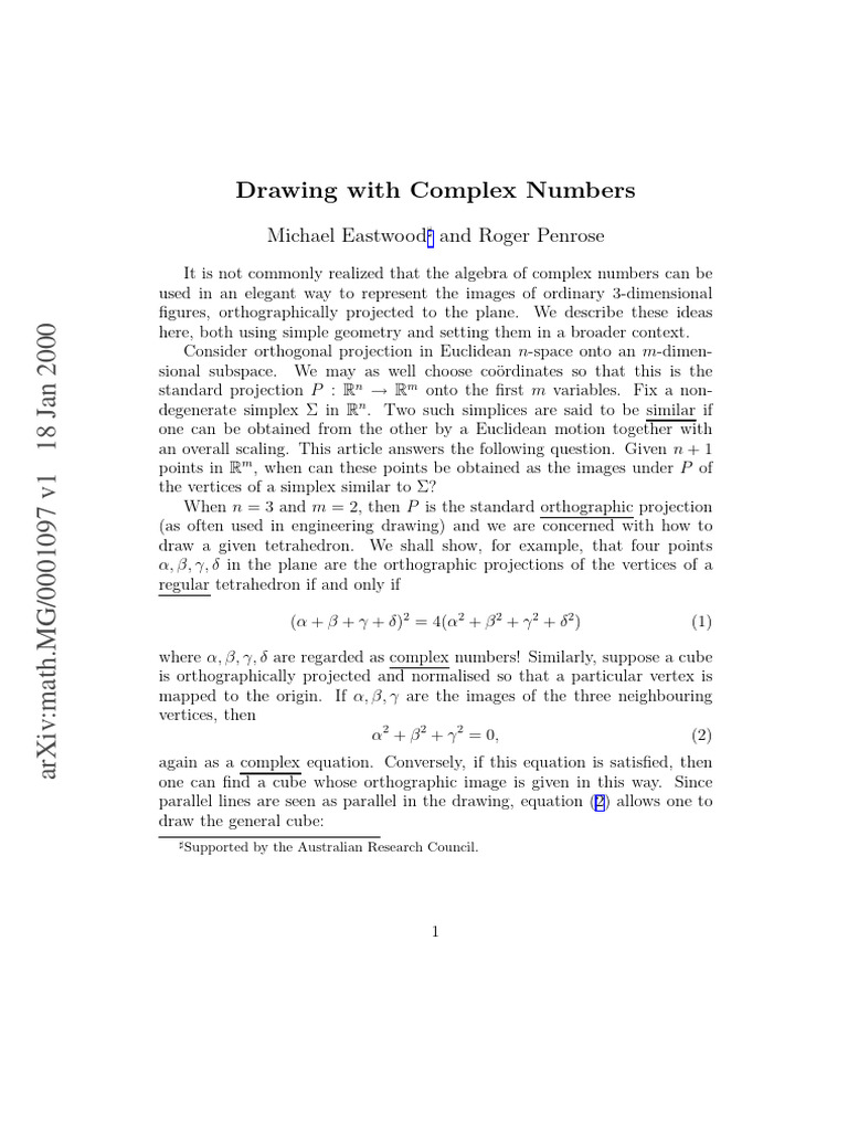 Drawing With Complex Numbers | PDF | Tetrahedron | Matrix (Mathematics)