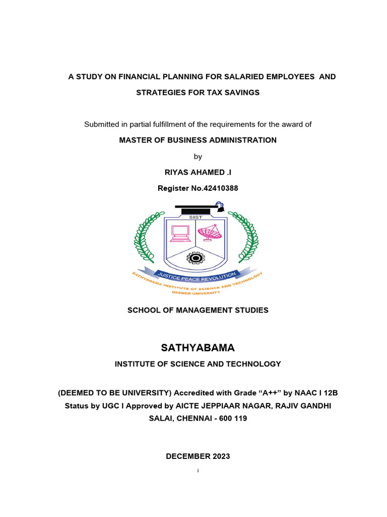 Sist Mba Mini Project Report 42410388 Riyas Ahamed | PDF | Survey ...