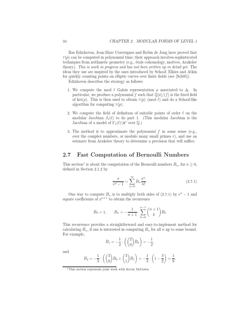 Fast Comput Bernoulli | Download Free PDF | Mathematics | Numbers