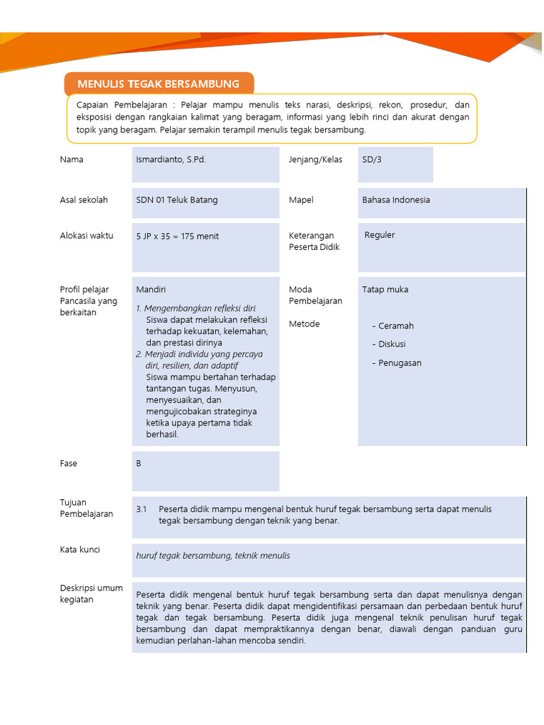 Latihan Menulis Tegak Bersambung SD | PDF | Karier & Perkembangan ...