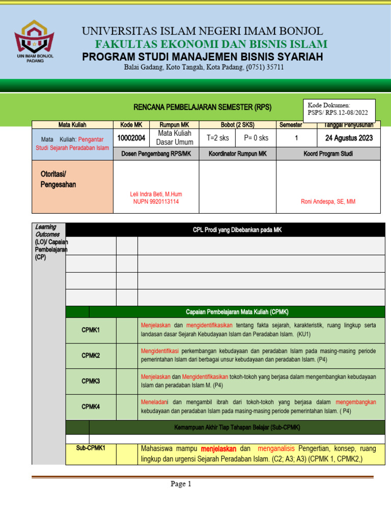 RPS Spi Semester 1 | PDF