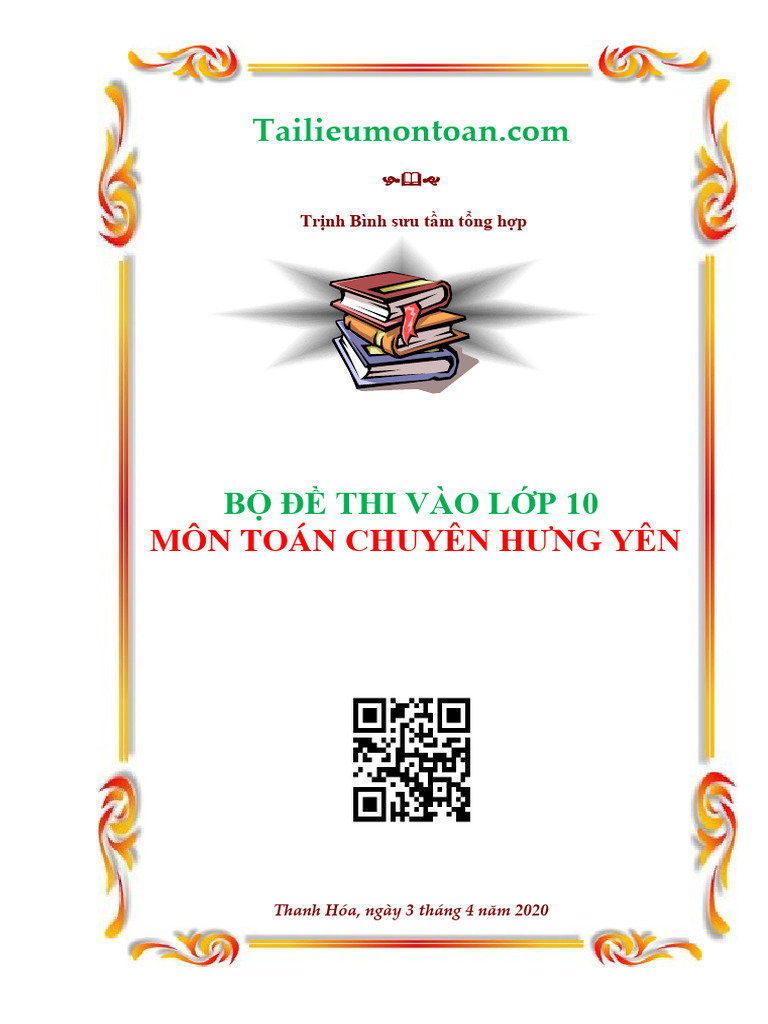 Bo de Toan Vao Lop 10 Chuyen Hung Yen | PDF