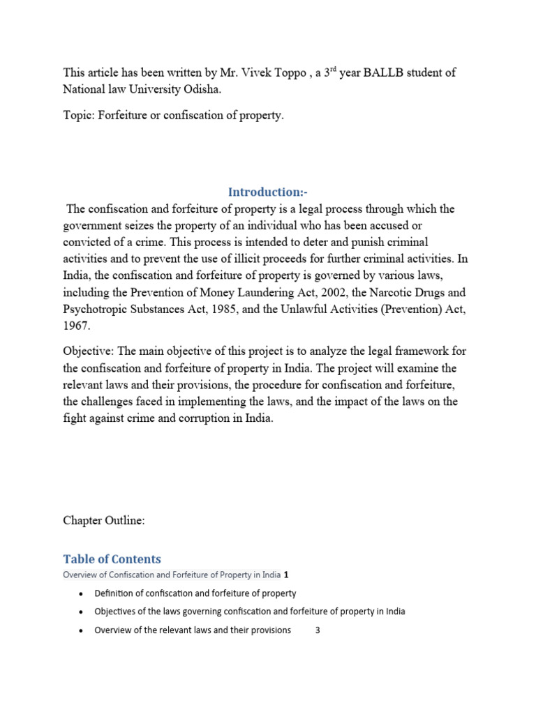 The Confisctication or Forfeiture of Property | PDF | Asset Forfeiture ...