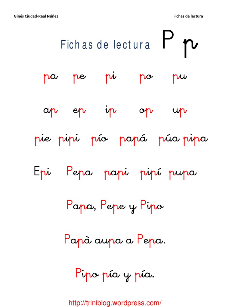 Fichas de Lectura Letra P | PDF