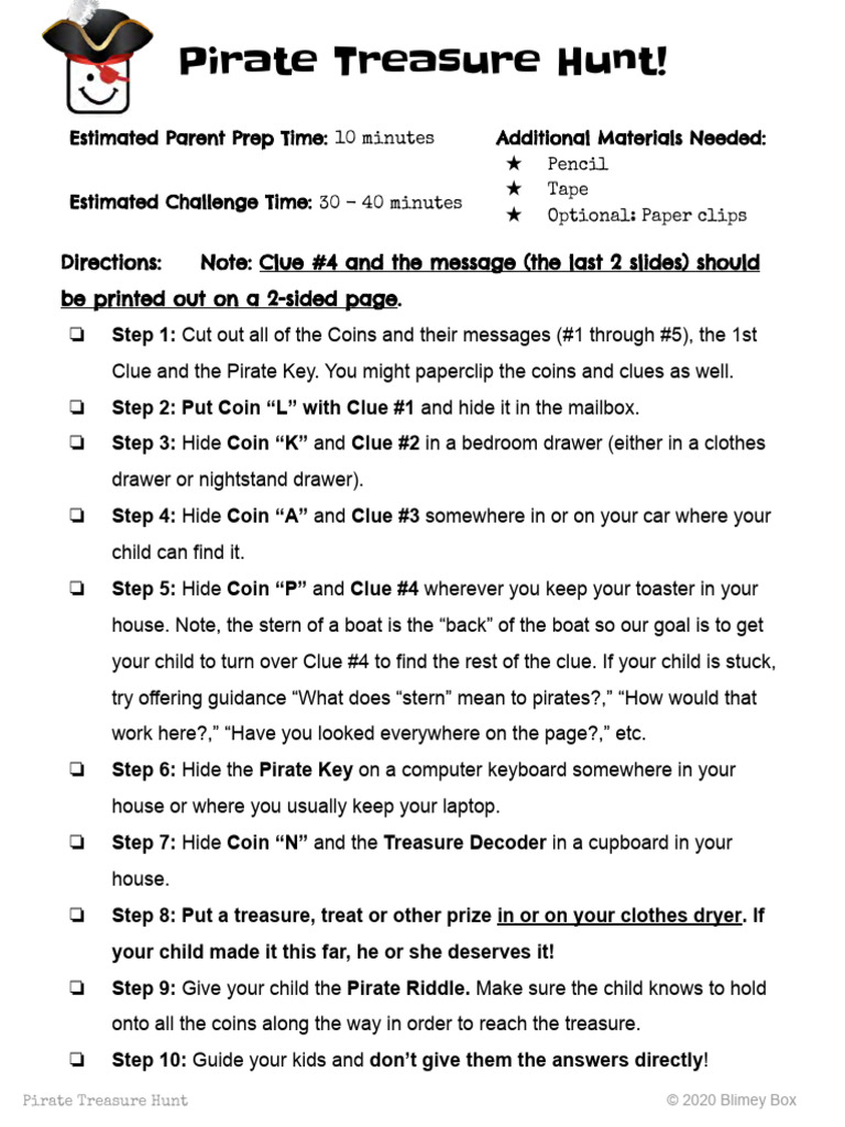 Pirate Theme Treasure Hunt Graphic | PDF