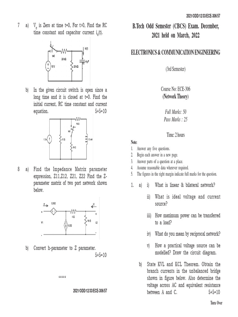 ECE306end21 3905e4dedb72b1c9ee2a | PDF | Electrical Network | Electrical Engineering