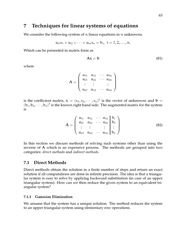 NA Linear Systems | PDF | System Of Linear Equations | Mathematical Analysis