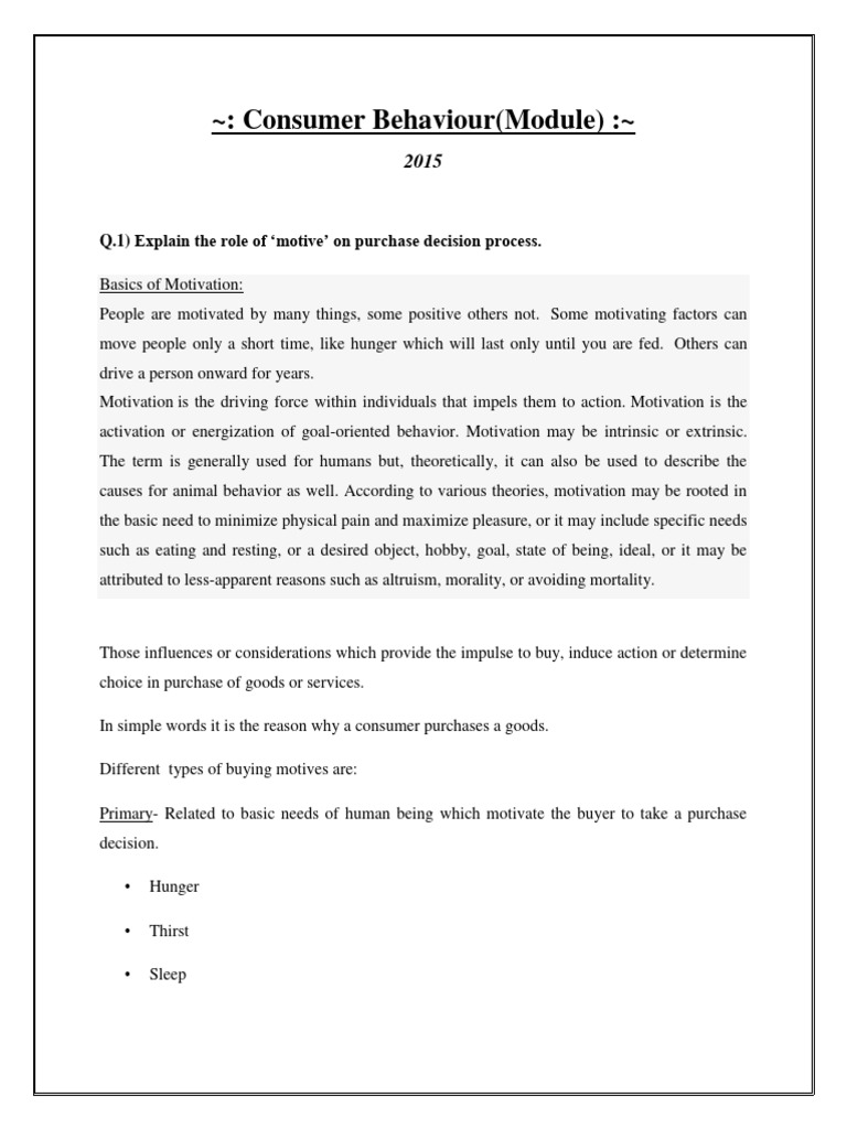 Consumer Behaviour - Final-Module | PDF | Behavior | Consumer Behaviour